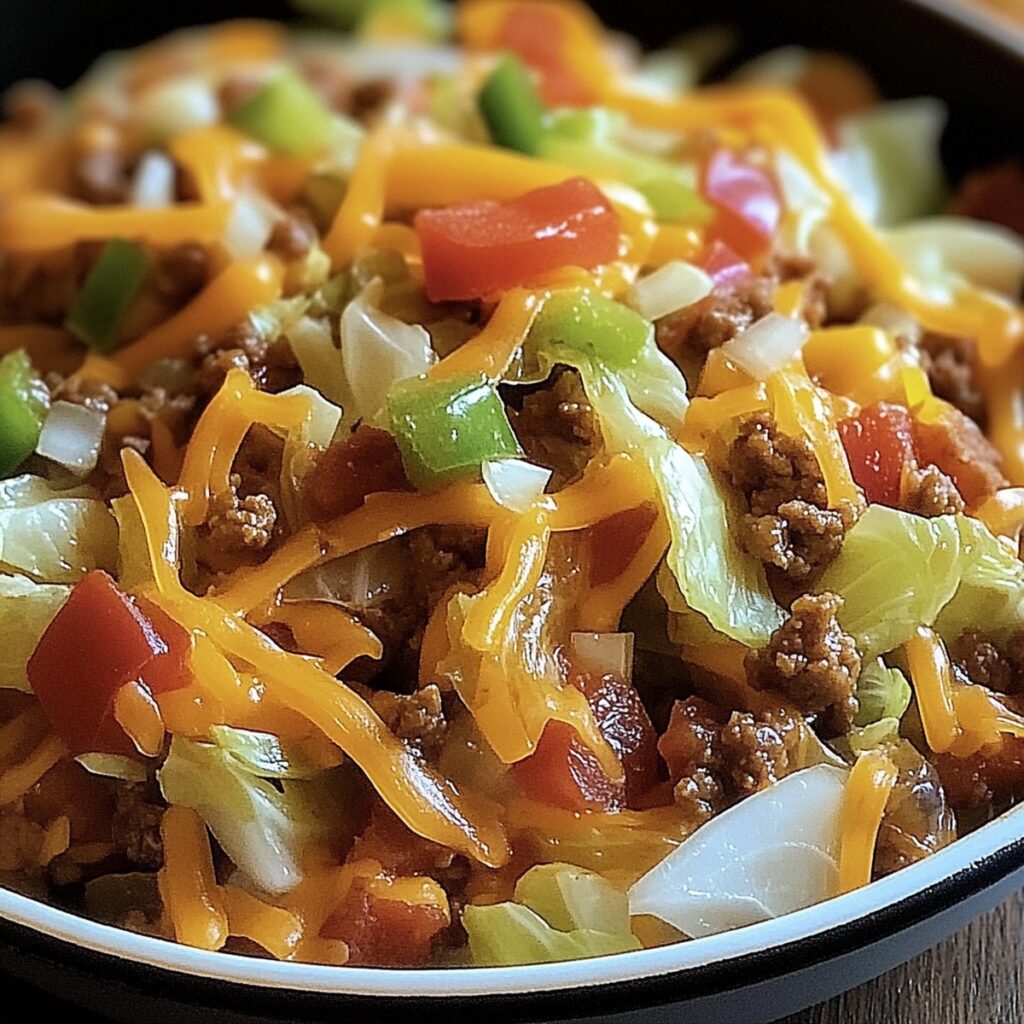 Simple & Hearty Ground Beef Taco Cabbage Skillet Recipe - Beard and Bonnet