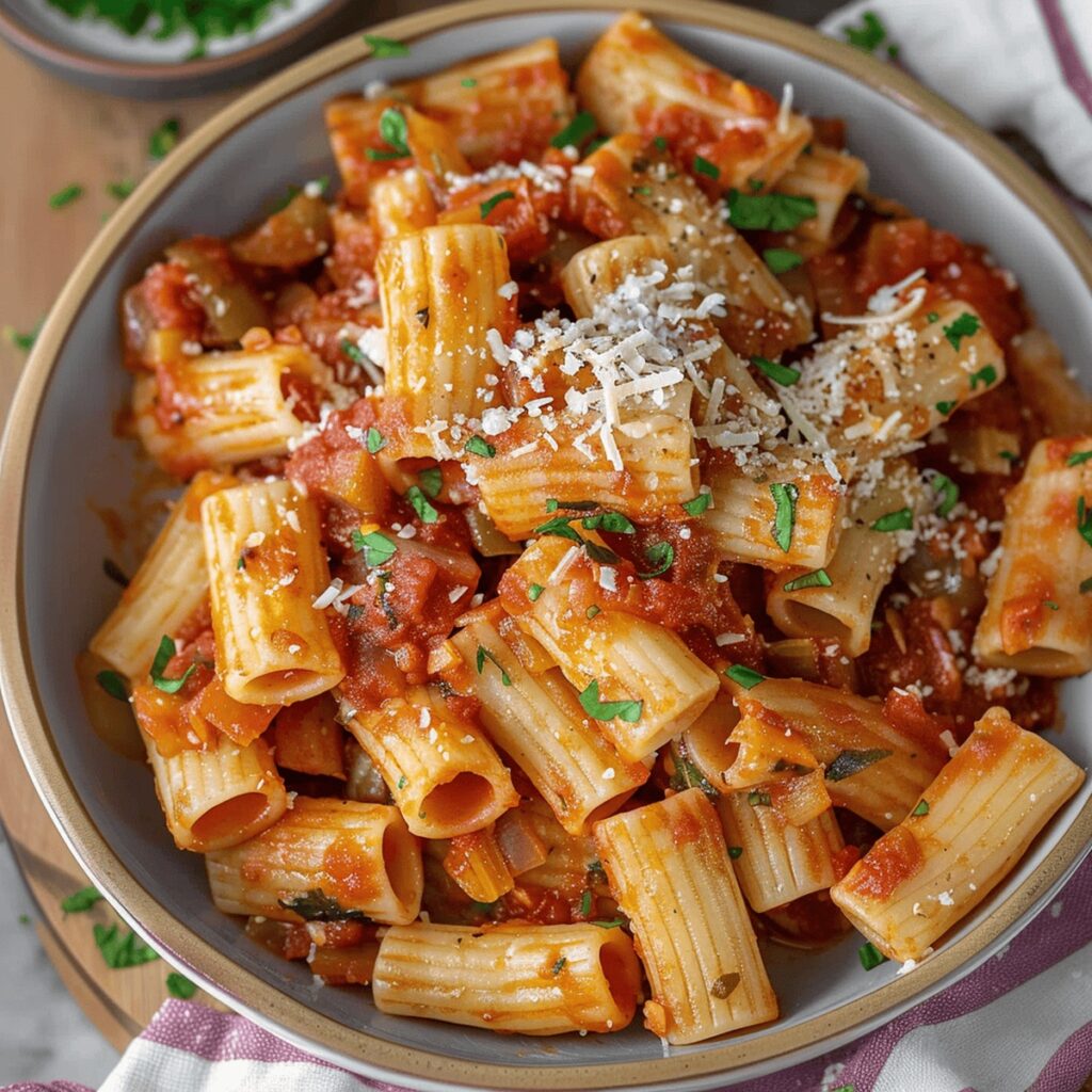 Spicy Classic Rigatoni Arrabbiata Recipe with Fiery Tomato Sauce ...