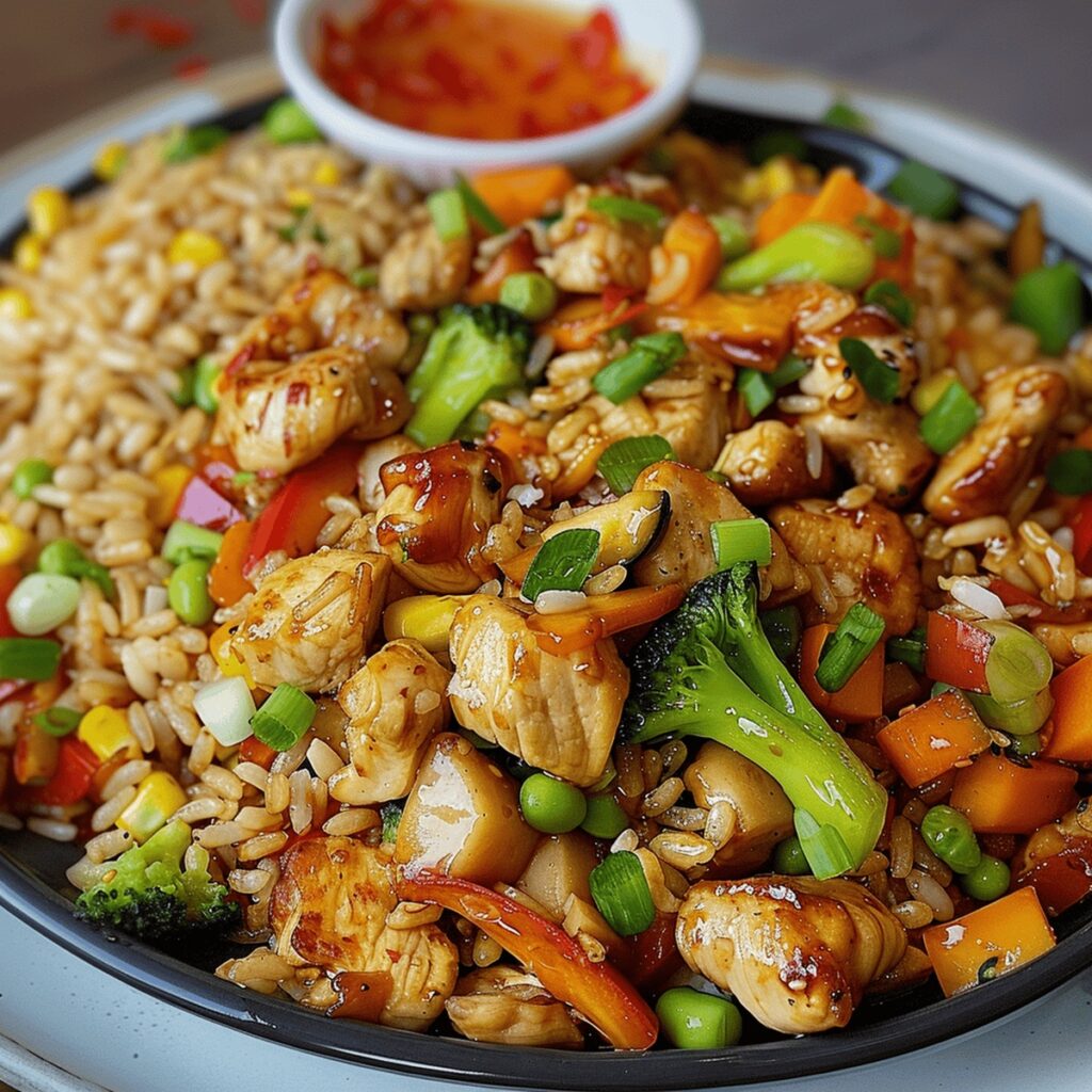 Sizzling Hibachi Chicken & Veggies with Fried Rice Recipe - Beard and ...